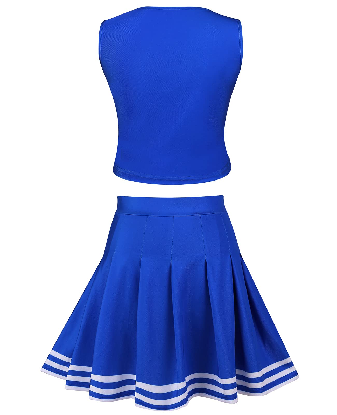 GRAJTCIN Cheerleader Costume for Women Halloween Cosplay Girls Cheerleading Uniform Cheer Outfit Crop Top Dress (XS, Blue)