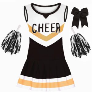 cifitery cheerleader costume for girls black white cheerleading outfit for kids cheer up halloween dress up cheerleader gifts