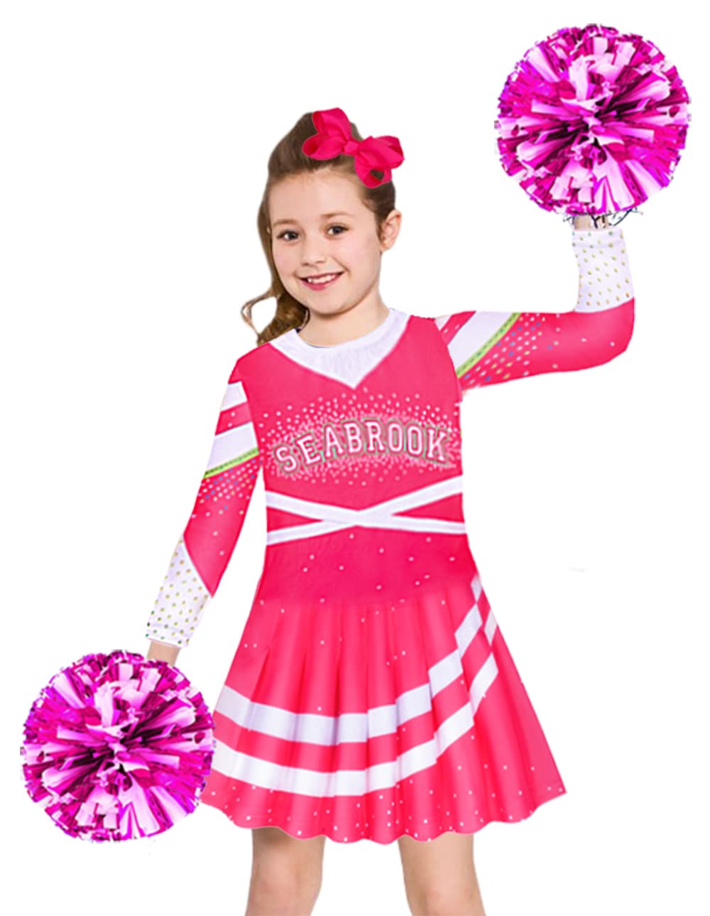 RAAIBB Zombies Cheerleader Costume for Girls Addison Alien Cheerleading Cosplay Toddler Outfits for Halloween Party Birthday 09XXS