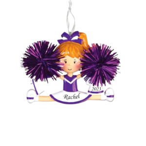 2023 kids personalized christmas tree ornament – cheerleader with purple costume ornament customized sports christmas ornament for boys & girls - artisanal custom decoration with free personalization