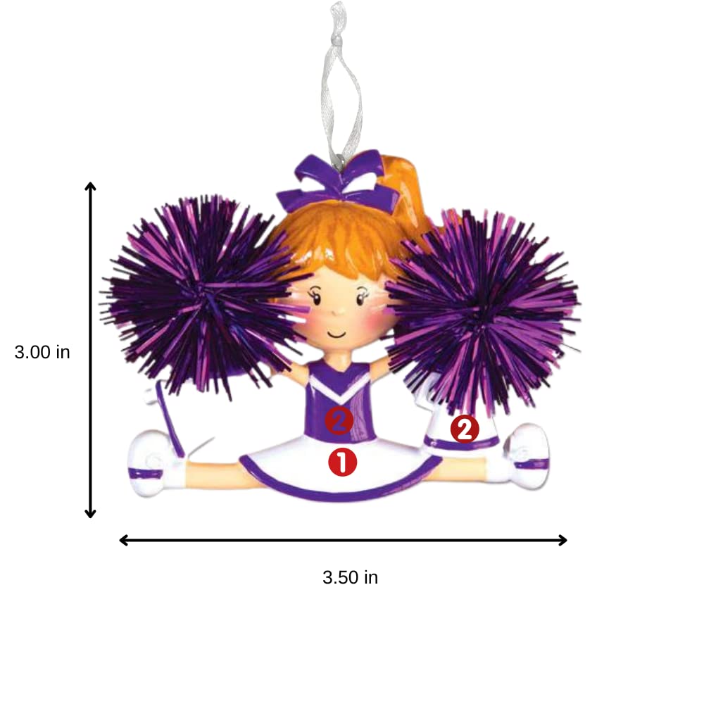 2023 Kids Personalized Christmas Tree Ornament – Cheerleader with Purple Costume Ornament Customized Sports Christmas Ornament for Boys & Girls - Artisanal Custom Decoration with Free Personalization