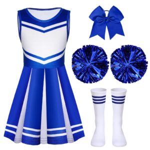 4 pcs girls cheerleader costume outfit set fancy dress for diy halloween birthday cosplay party gift (6-7 years)