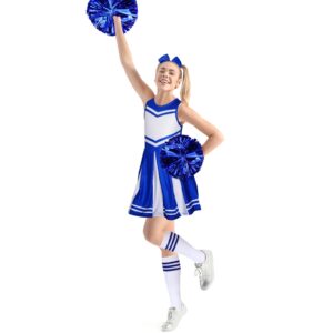 4 Pcs Girls Cheerleader Costume Outfit Set Fancy Dress for DIY Halloween Birthday Cosplay Party Gift (6-7 Years)