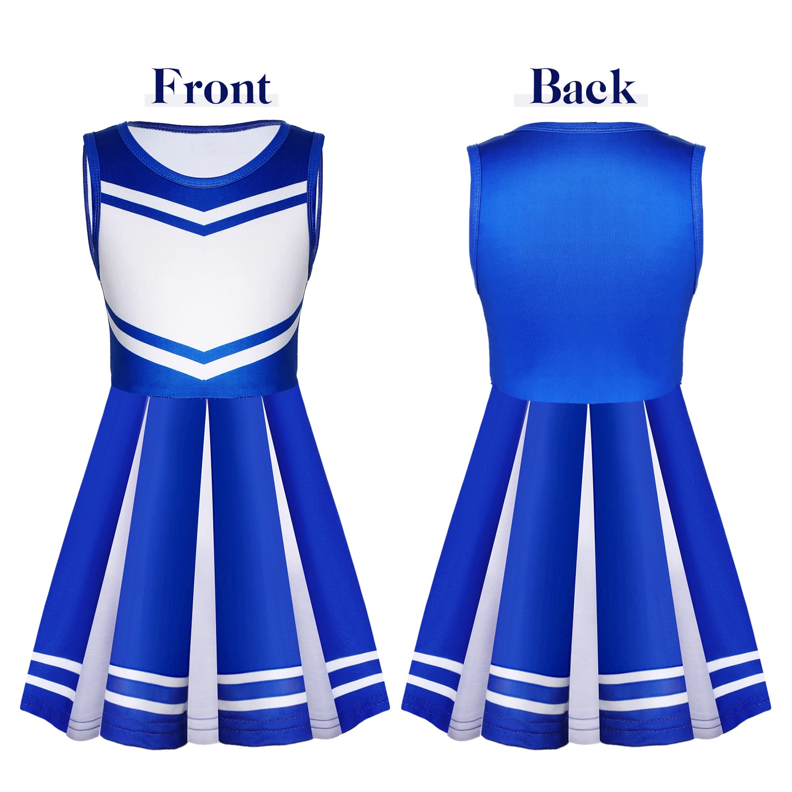 4 Pcs Girls Cheerleader Costume Outfit Set Fancy Dress for DIY Halloween Birthday Cosplay Party Gift (6-7 Years)