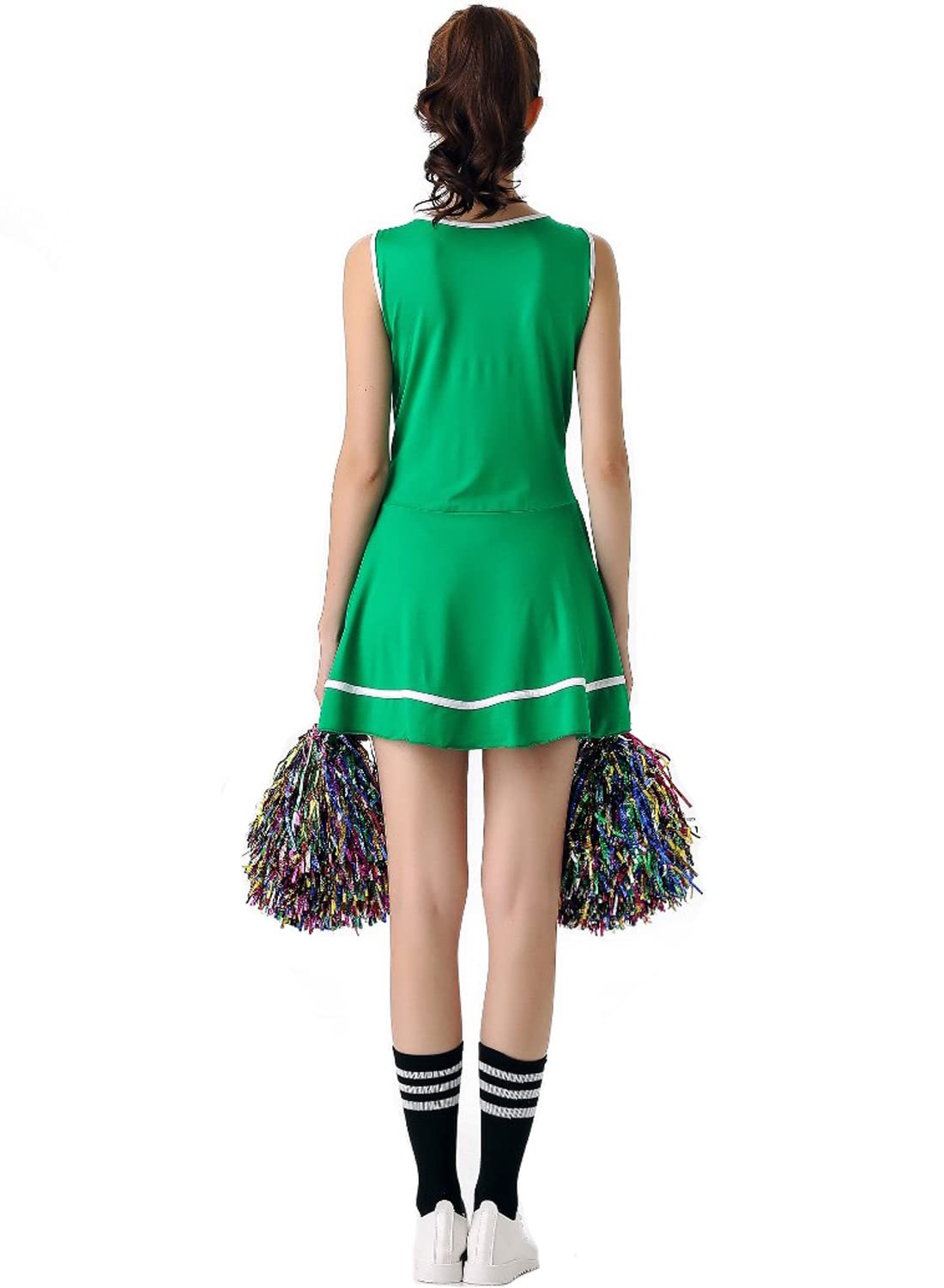 Women's Musical Uniform Fancy Dress Cheerleader Costume Outfit (Green)