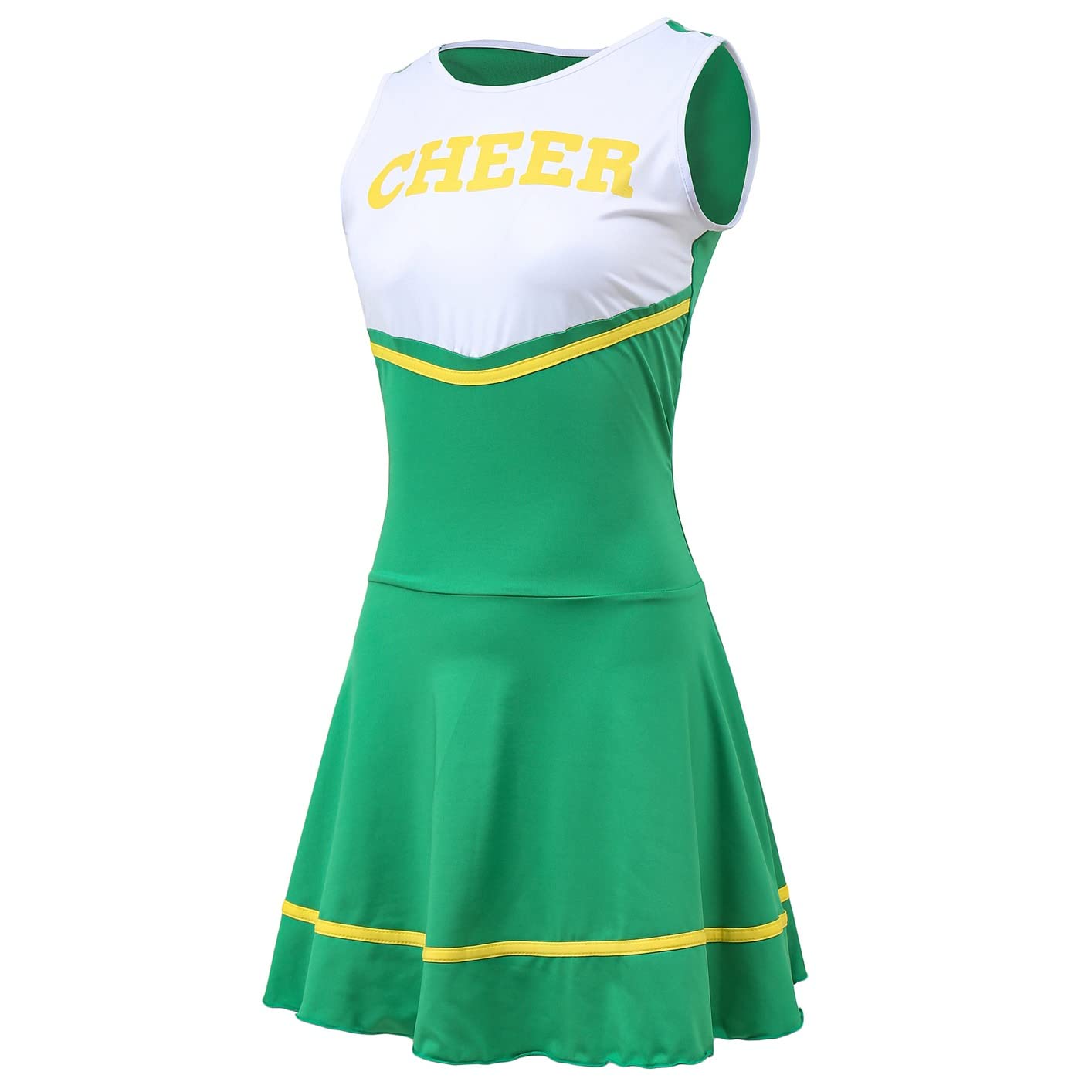 Women's Musical Uniform Fancy Dress Cheerleader Costume Outfit (Green)