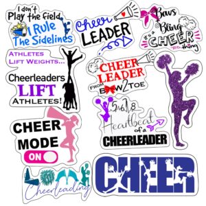 cheer stickers - perfect cheer gifts for cheerleaders - waterproof, durable 100% vinyl - anywhere you need cheer stickers for water bottles, laptop, car decal, party giveaways