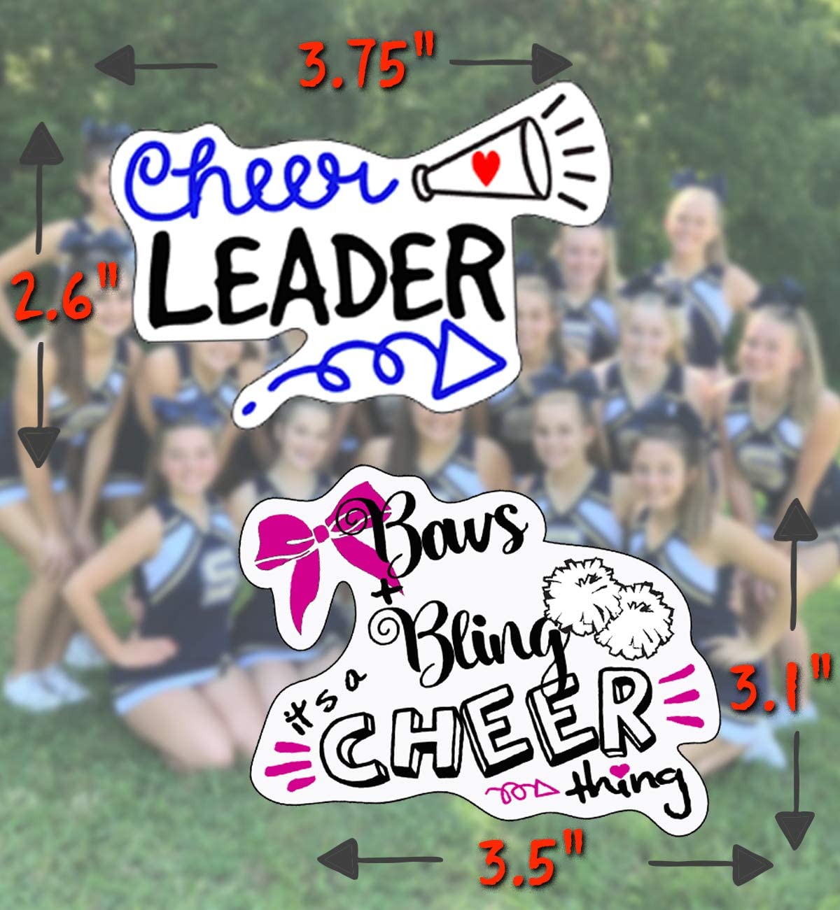 Cheer Stickers - Perfect Cheer Gifts for Cheerleaders - Waterproof, Durable 100% Vinyl - Anywhere You Need Cheer Stickers for Water Bottles, Laptop, Car Decal, Party Giveaways