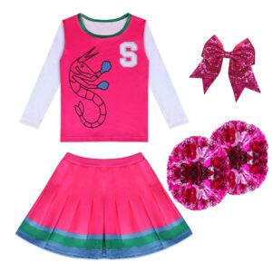 zombies cheerleader costume for girls rose dress two cheerleader pom poms matching hair rope