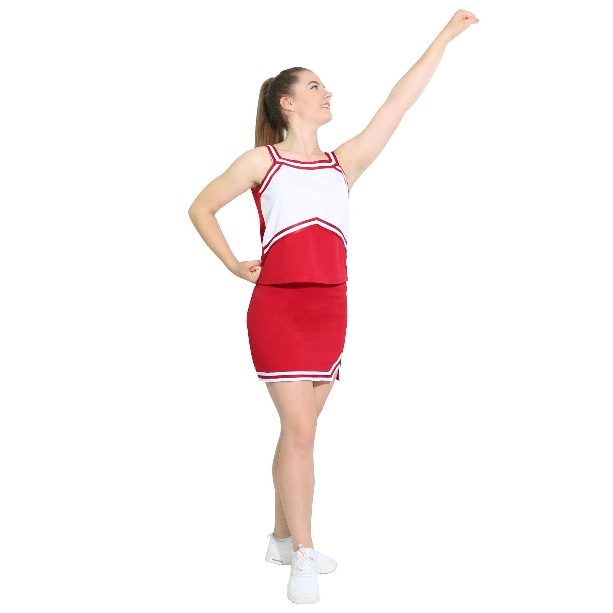 Danzcue Womens Sweetheart Cheerleaders Uniform Shell Top, Scarlet-White, Medium