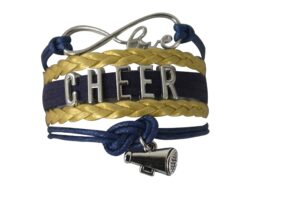 cheer charm bracelet- girls infinity love adjustable cheerleading jewelry in team colors - gift for cheerleader