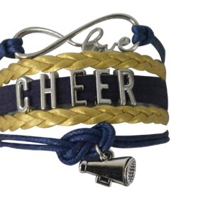 Cheer Charm Bracelet- Girls Infinity Love Adjustable Cheerleading Jewelry in Team Colors - Gift For Cheerleader