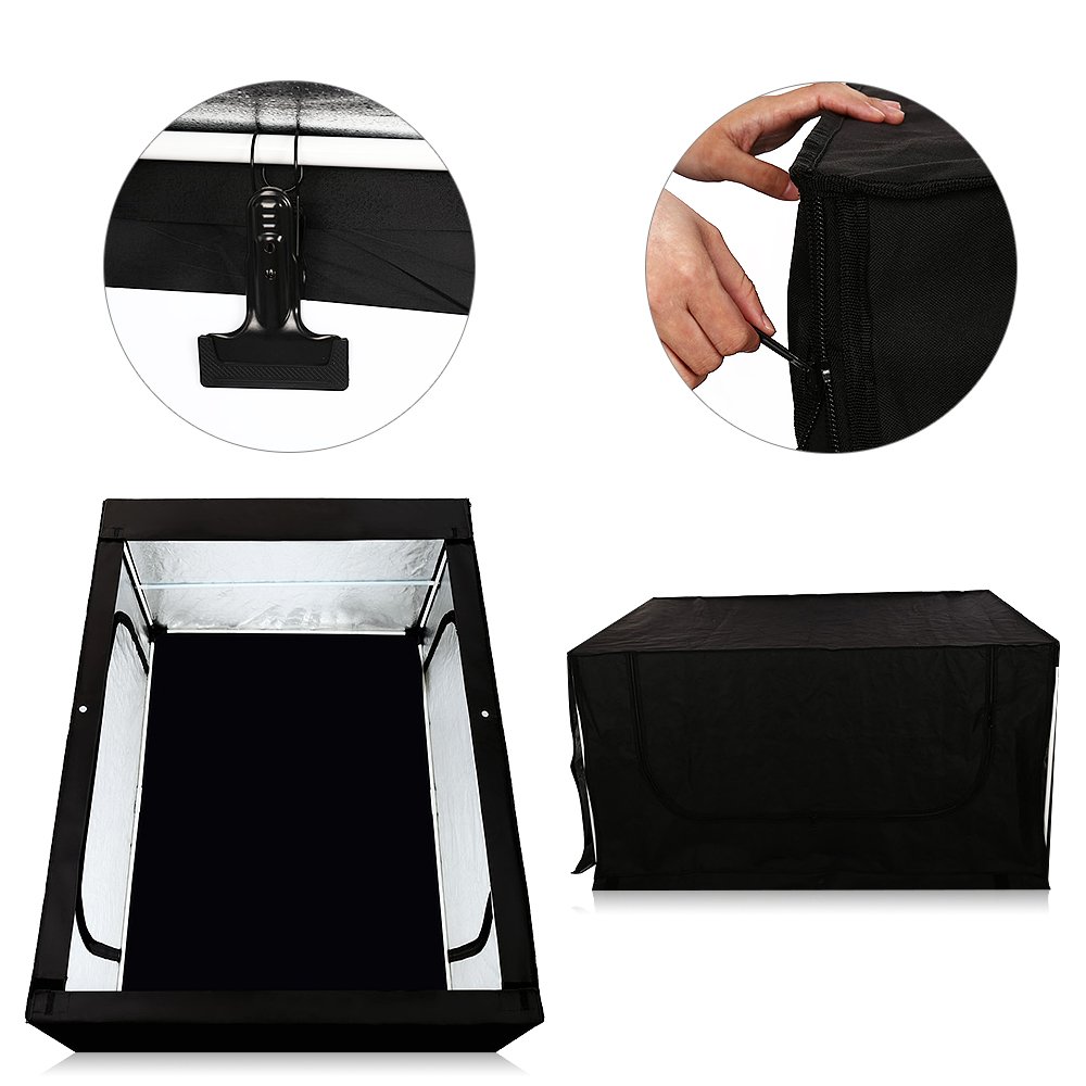 Light Box Photography LED Photo Studio Large Lightbox Professional 47x39x78 inch Dimmable Video Continuous Lighting Cube Shooting Tent Kit for Product Photography with Blue/White/Black PVC Backgrounds