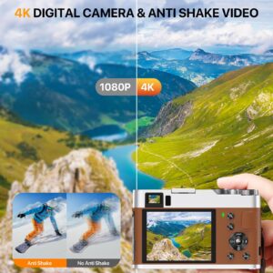 4K Digital Cameras for Photography - 48MP Autofocus Point and Shoot Digital Cameras with 32GB SD Card | Anti-Shake Vlogging Camera 16X Zoom Small Digital Camera for Beginner