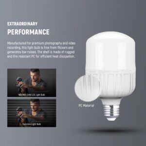 Neewer E26 24W LED Light Bulbs, 2 Packs, 2160 Lumens/5700K/CRI 93+/15000h Lifespan, Bright Video Photography Lighting, Silent/No Flicker/Non Dimmable 200W Incandescent Equivalent, UL Certified