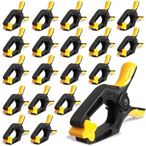 equiptz small spring clamps 3 inch - 20 pack clamps for backdrop stand, tarps, crafts & pool cover with 1.5 inch mouth opening - mini clamps for photography studio with non-detachable jaw pads