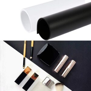 meking 20x39 inch pvc backdrop, 2-pack waterproof matte photography background for flat lay food & cosmetic small product photo studio shooting (white+black)