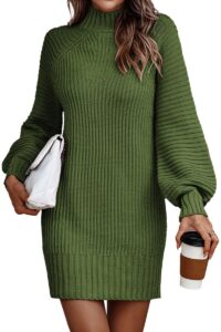 lillusory christmas dress womens turtleneck neck long sleeve pullover sweater dress 2024 winter wedding guest dresses army green