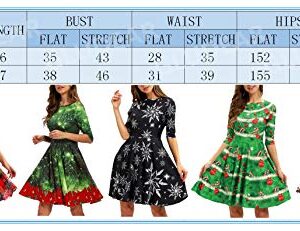 GLUDEAR Christmas Dress, Womens Xmas Tree Printed Gifts A-Line Party Cocktail Dress,Ugly Christmas Tree,L/XL