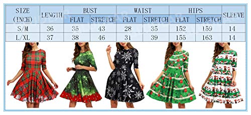 GLUDEAR Christmas Dress, Womens Xmas Tree Printed Gifts A-Line Party Cocktail Dress,Ugly Christmas Tree,L/XL