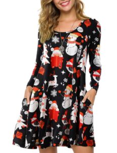 zennilo women's loose fit casual swing christmas t-shirt dress with pockets(flower47,2x)