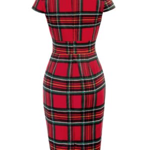 Women's Plaid Pencil Dress 50s 60s 30s Vintage Wiggle Dress Red or Christmas