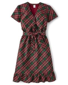 gymboree,short sleeve plaid fall dressy dress,red christmas,medium