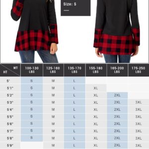 Miusey Christmas Outfits for Women,Ladies Boutique Clothing 90s Checked Patchwork Tunic Shirts Loose Baggy Dressy Top Casual A-Line Hem Swing Pleated Perfect Out Go Moment Red 3XL