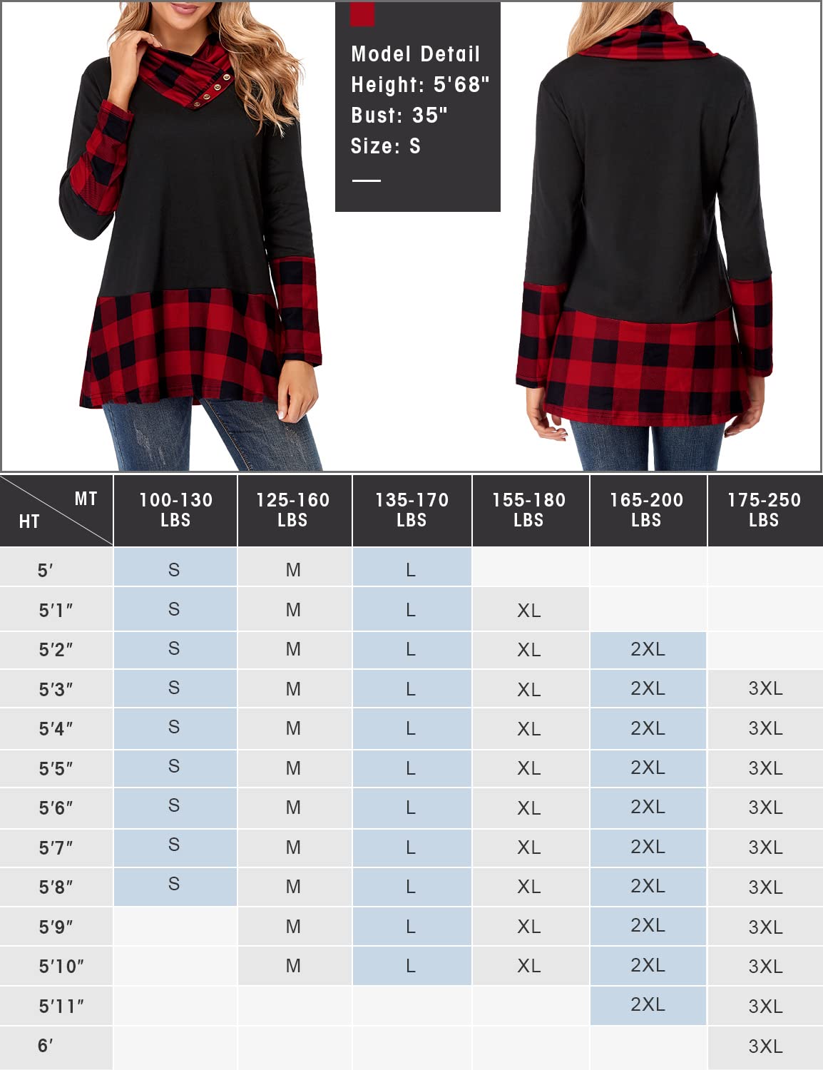 Miusey Christmas Outfits for Women,Ladies Boutique Clothing 90s Checked Patchwork Tunic Shirts Loose Baggy Dressy Top Casual A-Line Hem Swing Pleated Perfect Out Go Moment Red 3XL