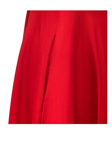 PUKAVT Women's 1950 Boatneck Cap Sleeve Vintage Swing Cocktail Party Dress with Pockets Red XL