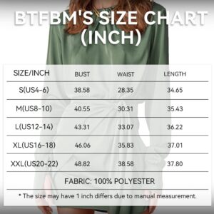 BTFBM Women Casual Long Sleeve Ruched Wrap Dress Crew Neck Tie Waist Short Dress Solid Color Mini Dress Satin Cocktail Dress(Solid Army Green,Large)