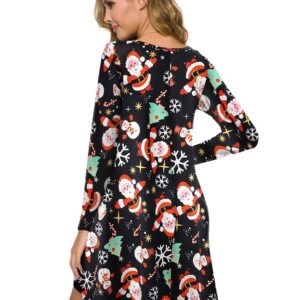 ZENNILO Women's Loose Fit Casual Swing Christmas T-Shirt Dress with Pockets(Flower40,1X)