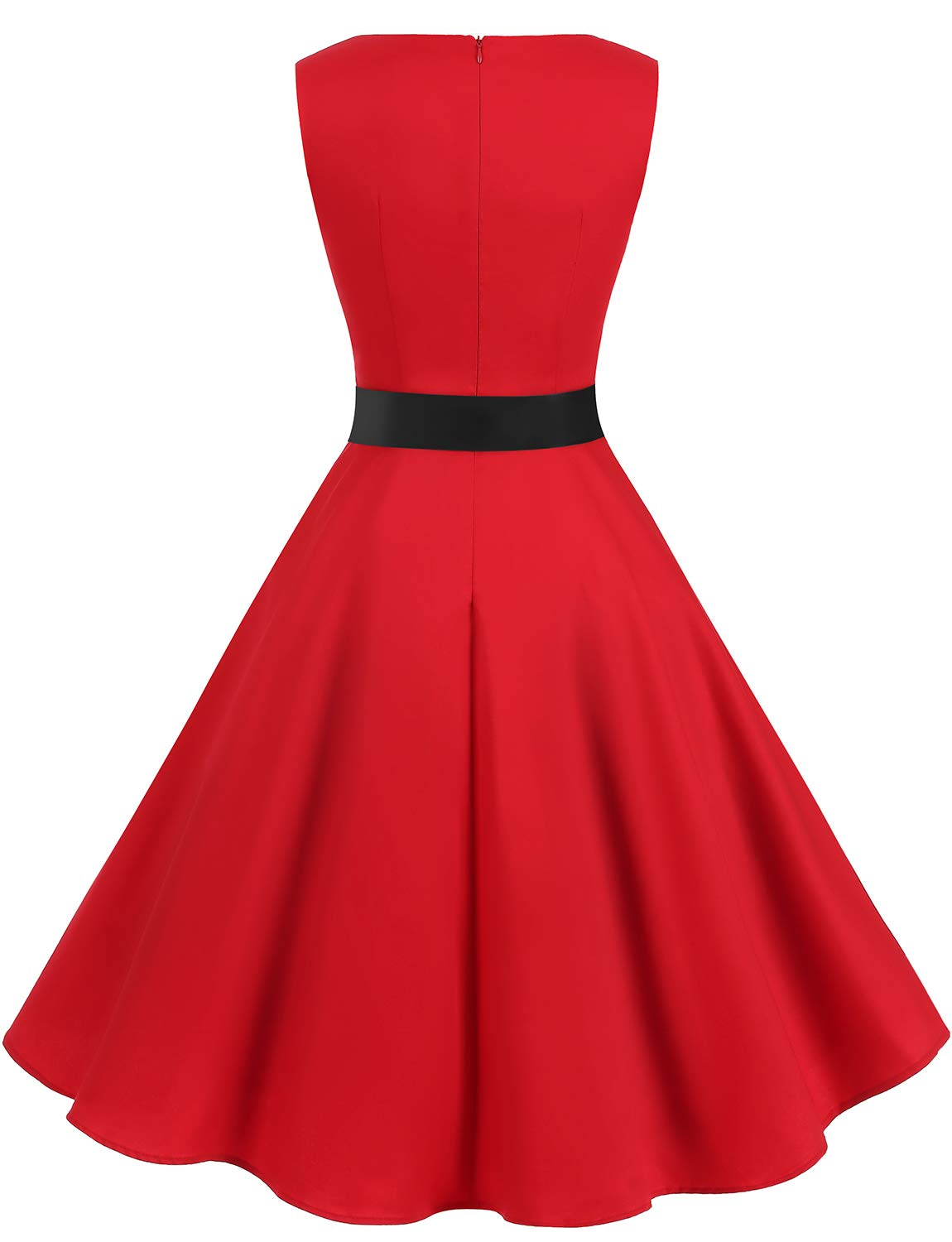 Gardenwed Plus Size Women's Vintage Cocktail Wedding Party Sleeveless 1950s Retro Rockabilly Swing Dresses Red 2XL