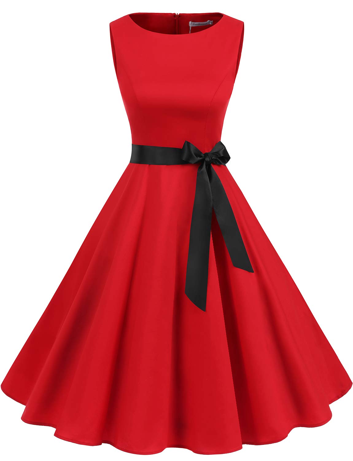 Gardenwed Plus Size Women's Vintage Cocktail Wedding Party Sleeveless 1950s Retro Rockabilly Swing Dresses Red 2XL