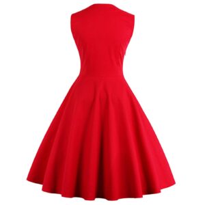 KILLREAL Women's Casual Cocktail Vintage Style Polka Dot Print Rockabilly Dress for Christmas Holiday Red Medium