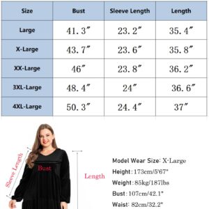 EORANF Womens Plus Size Velvet Dress Long Sleeve Christmas High Waist Dresses Ruched V Neck Tea Party Dress Wine Red 3XL