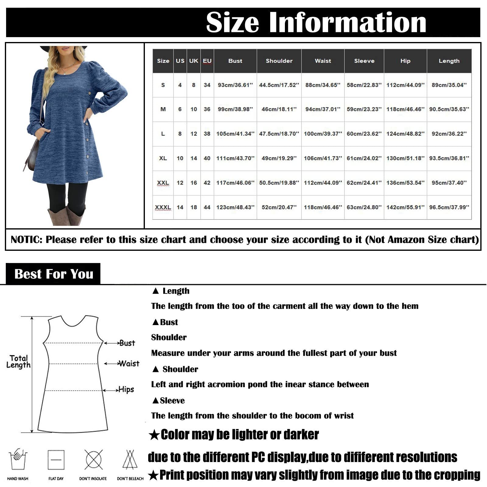 XPSJBBB Dresses for Women 2023 Long Sleeve Solid Color Shirt Dress Plus Round Neck Button Side Sweater Dresses Fall Clothes, Christmas Dresses for Women