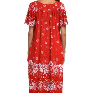 Ekouaer Women's House Dress with Pockets, Christmas Print, Small