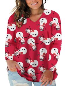 womens plus size christmas snowman shirts holiday tee tops blouses 20w 08h