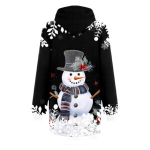 Maternity Christmas Dress, Women'S Fashion Loose Casual Pocket Long Sleeve Hoodie Printed Sweatshirt Top Funny Sweaters For Women Ugly Sweatshirt Shirts Plus Sweatshirt Tops (L, Black)