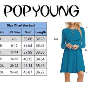 POPYOUNG Spring Dresses for Women 2023 Long Sleeve T Shirt Dresses Casual Swing Dress M, Red