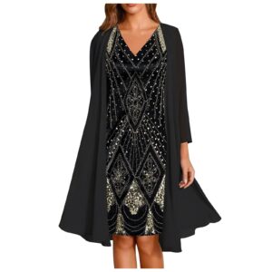 plus size dress womens fall dresses 2023 sexy vintage two piece collar neck birthday dress chiffon trendy womens winter plus size sweater dress womans christmas dress(black,x-large)