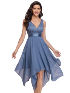 ever-pretty womens sleeveless short high low party dress haze blue us4