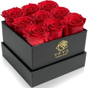 yfys forever rose flowers for delivery prime - 9pcs preserved fresh roses, genuine roses that last for years, for birthday gifts for women, valentines day, and mother's day