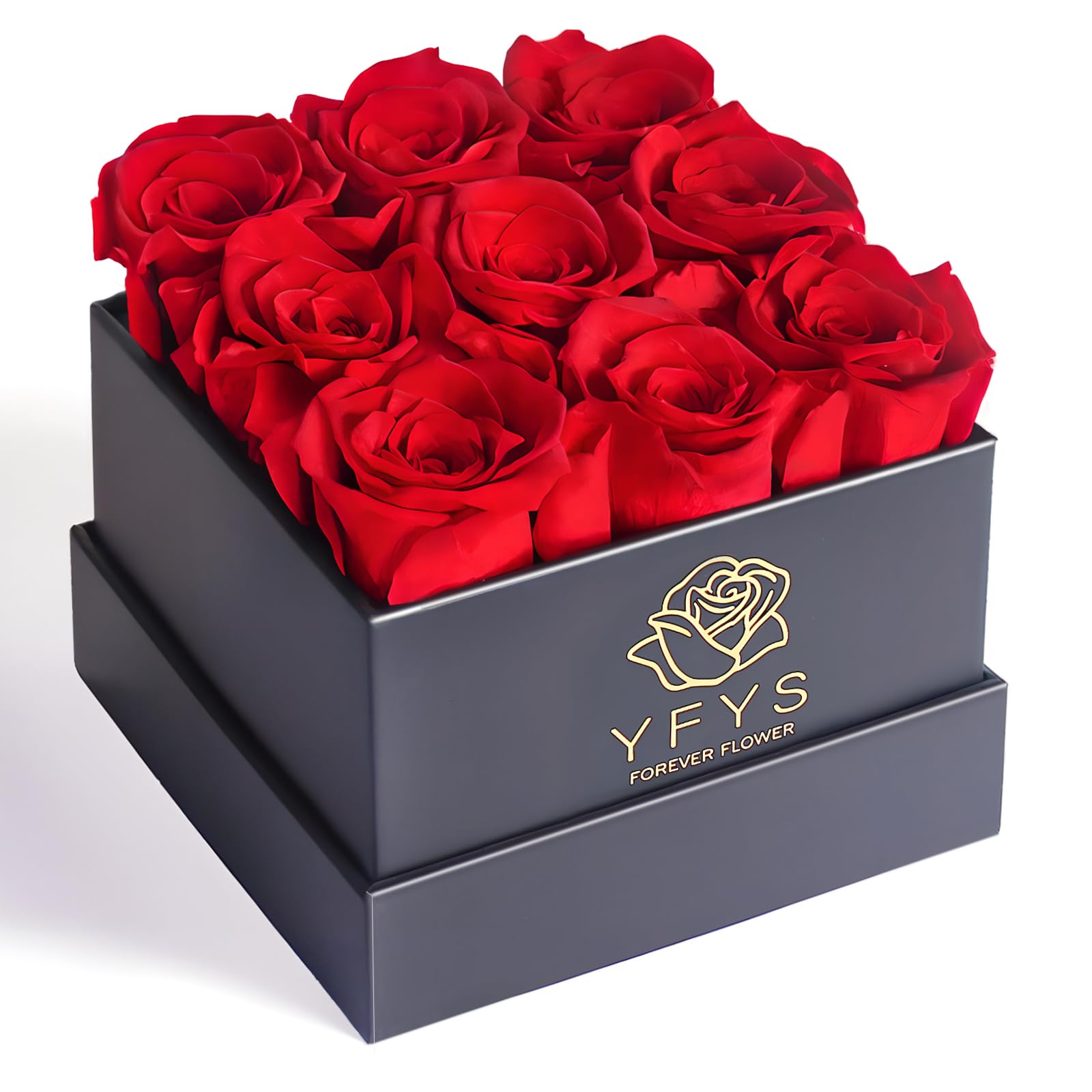 YFYS Forever Rose Flowers for Delivery Prime - 9pcs Preserved Fresh Roses, Genuine Roses That Last for Years, for Birthday Gifts for Women, Valentines Day, and Mother's Day