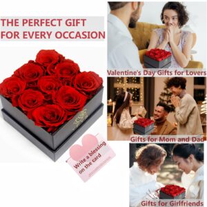 YFYS Forever Rose Flowers for Delivery Prime - 9pcs Preserved Fresh Roses, Genuine Roses That Last for Years, for Birthday Gifts for Women, Valentines Day, and Mother's Day