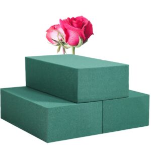 flofare pack of 3 floral foam blocks each (5.5"l x 3.1"w x 1.7"h) green wet & dry flower foam for fresh & artificial flower arrangement, plant foam, florist supplies for diys, arts, crafts & weddings