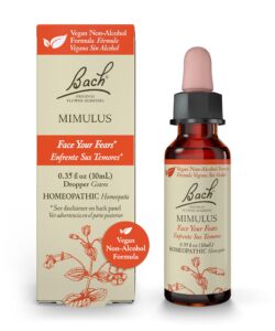 bach original flower remedies, mimulus for facing fears (non-alcohol formula), natural homeopathic flower essence, holistic wellness and stress relief, vegan, 10ml dropper