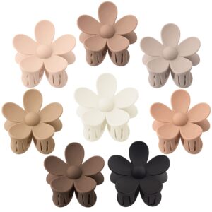 8 pack flower hair clips large hair claw clips for women thick hair matte large claw clips hair jaw clips cute big dasiy hair clips non slip strong hold for women thin hair claw clips neutral 8 colors