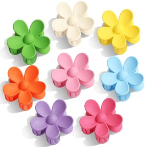 tyfthui 8 pieces flower hair clips, matte daisy hair claw clips, 8 colors cute hair clips, non-slip strong clips for women's thick and thin hair, women's hair accessories, gifts for girls (color a)